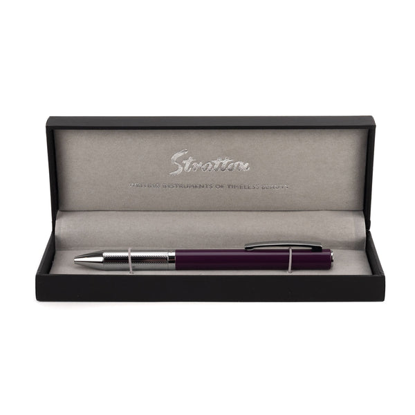 Stratton Purple and Silver Ballpoint Pen complete with Gift Box ...